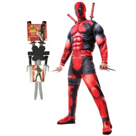 Deadpool Muscle Adult Costume With Prop Weapon Kit