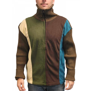 Mark Multicolor Full Zip Cardigan Turtleneck Sweater