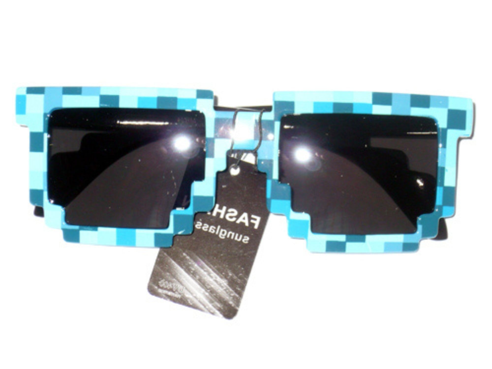 8-Bit Pixelated Blue Sunglasses With Dark Arms