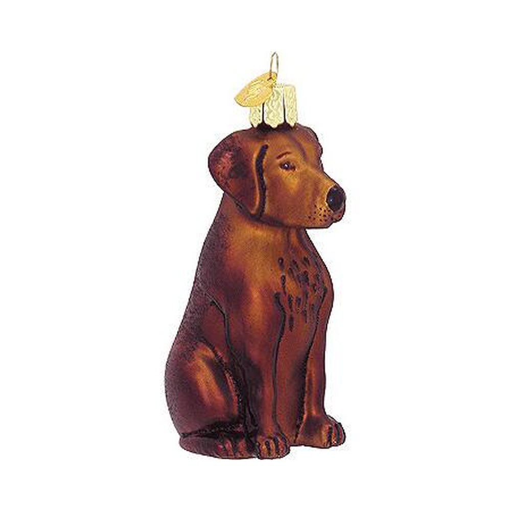 Chocolate Labrador Retriever Glass Christmas Tree Ornament
