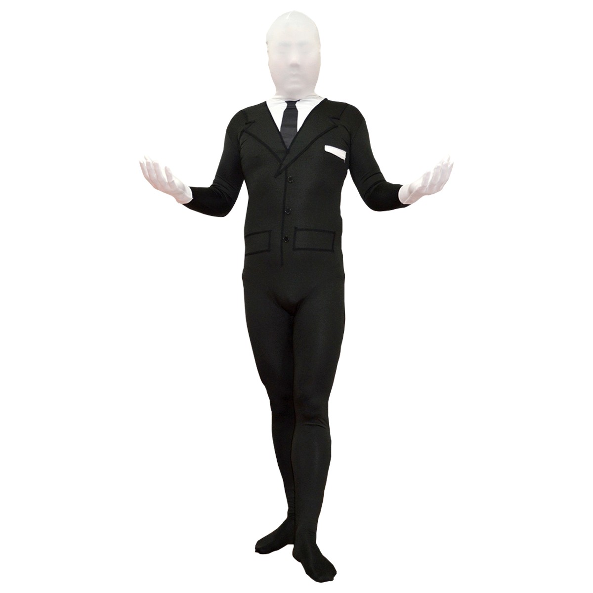 Spirit Halloween Slenderman Adult Spandex Costume Body Suit Tie Slender ...