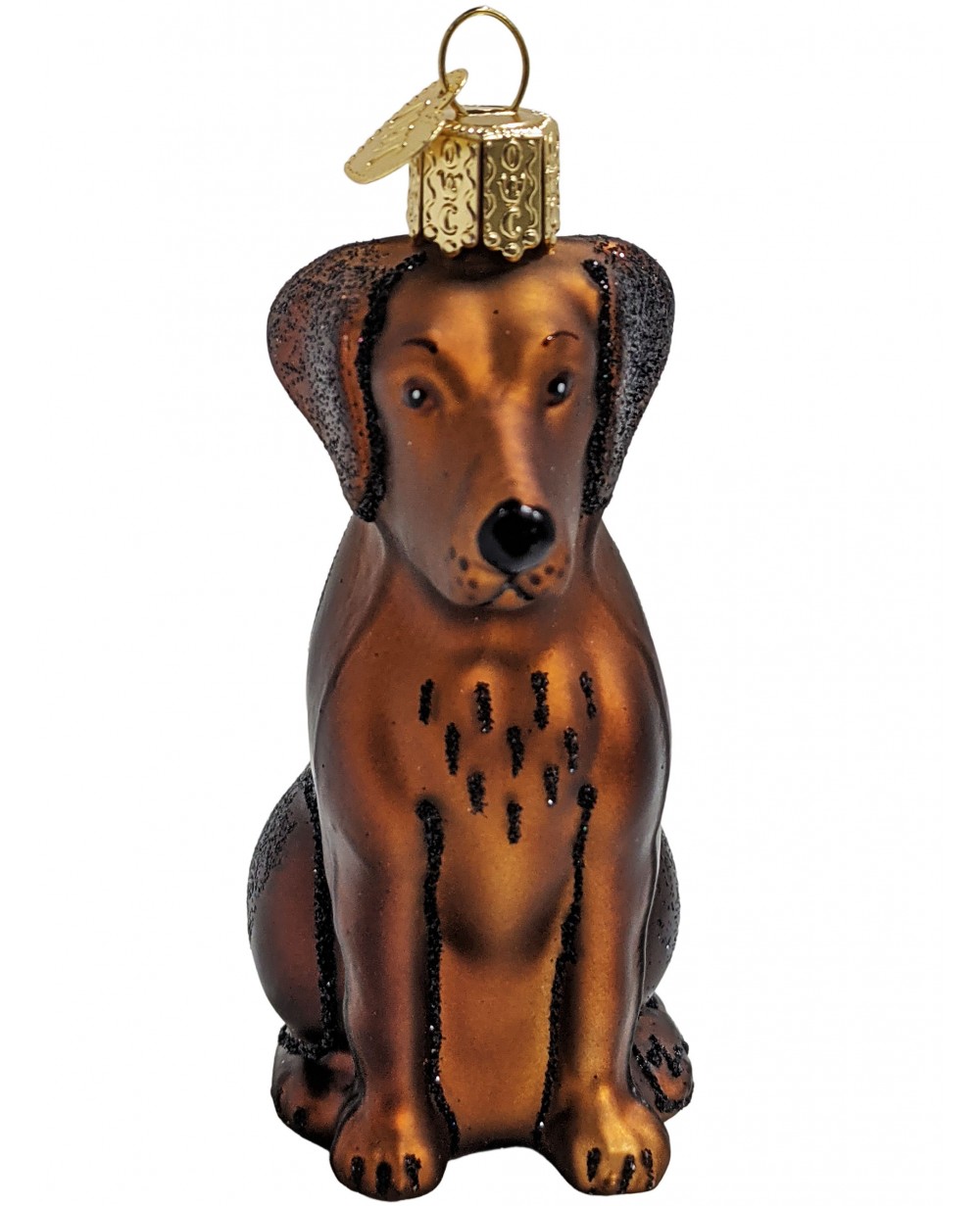 Chocolate Labrador Retriever Glass Christmas Tree Ornament