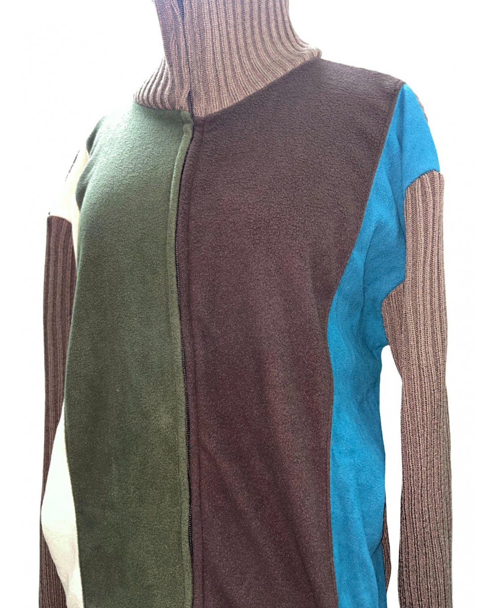 Mark Multicolor Full Zip Cardigan Turtleneck Sweater
