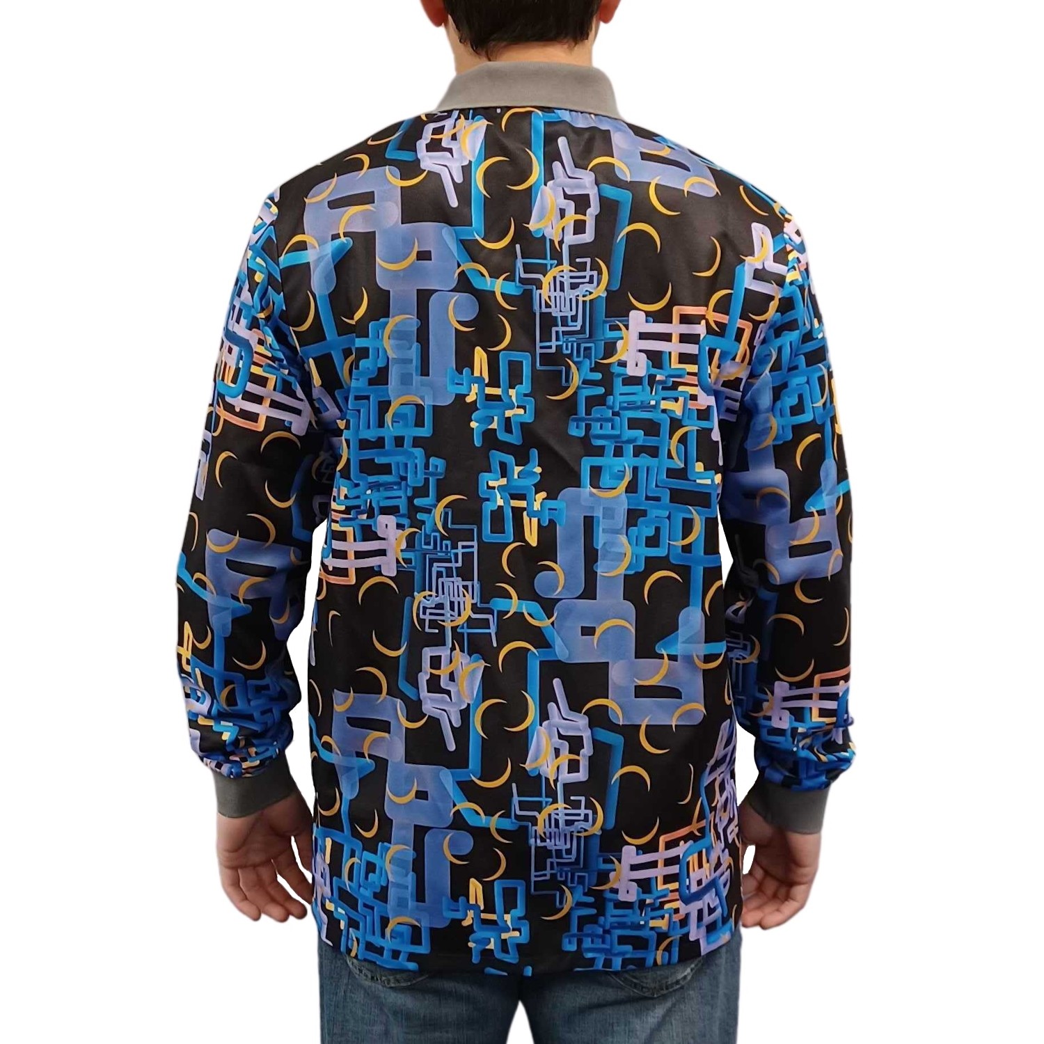 Dan Flashes Complicated Pattern Long Sleeve Polo Shirt
