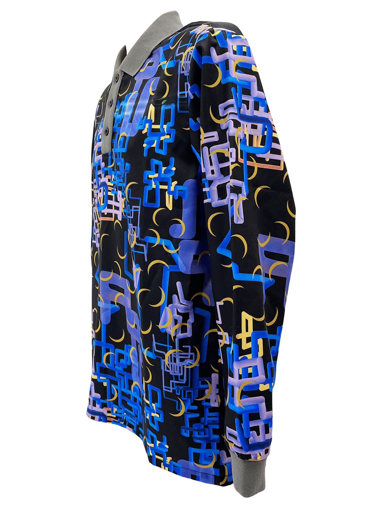 Dan Flashes Complicated Pattern Long Sleeve Polo Shirt