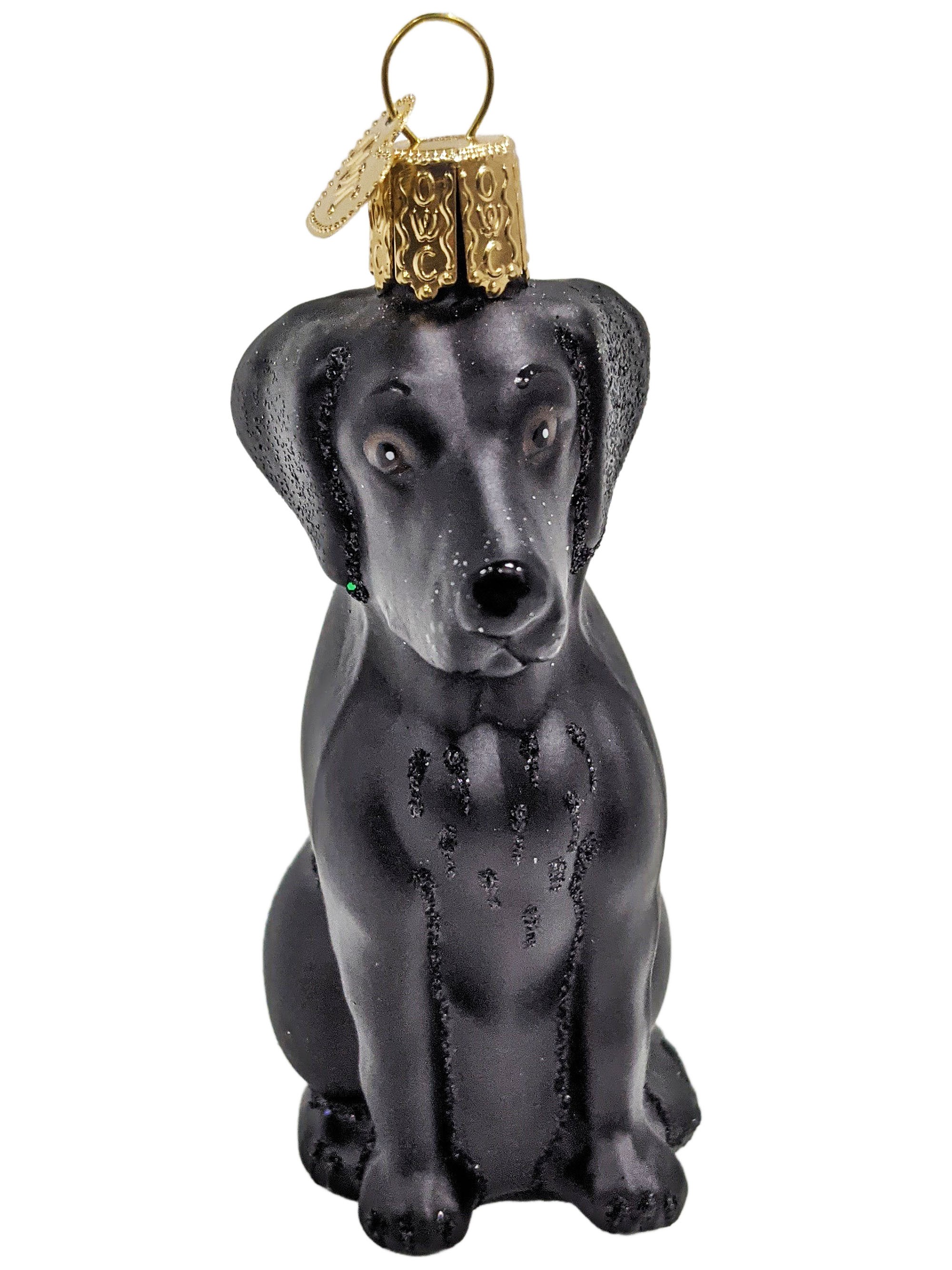 Black Labrador Retriever Glass Christmas Tree Ornament